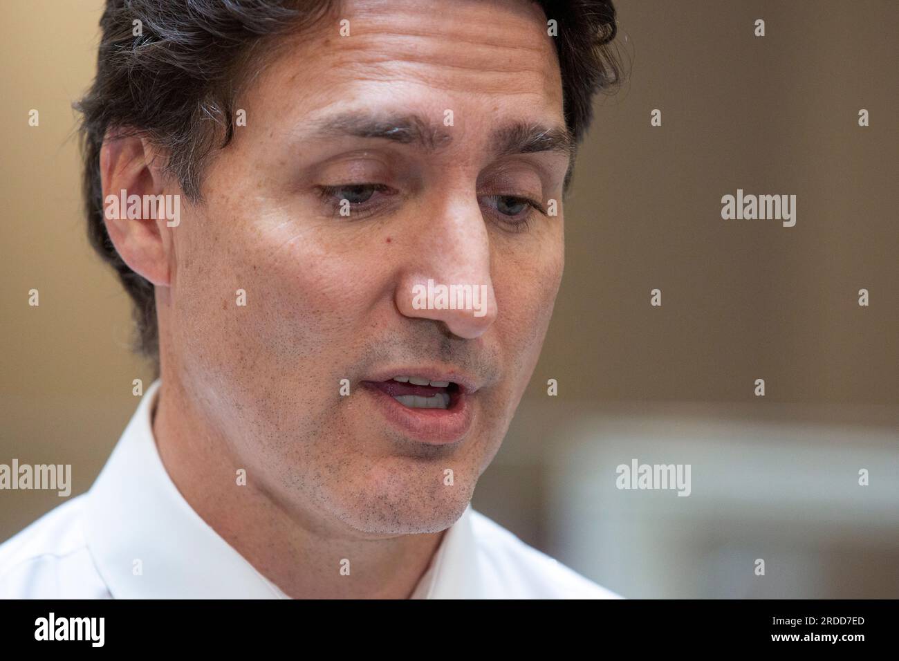 Belleville, Canada. 20th July, 2023. Prime Minister Justin Trudeau ...