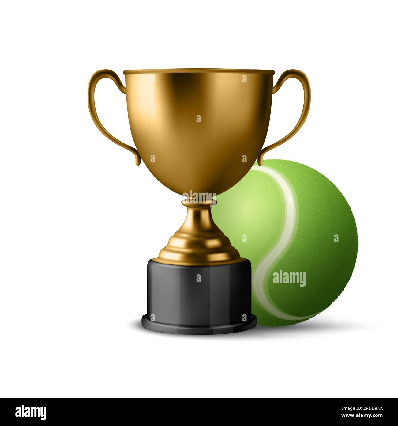 Vector 3d Realistic Blank Golden Champion Cup Icon with Tennis Ball Set ...