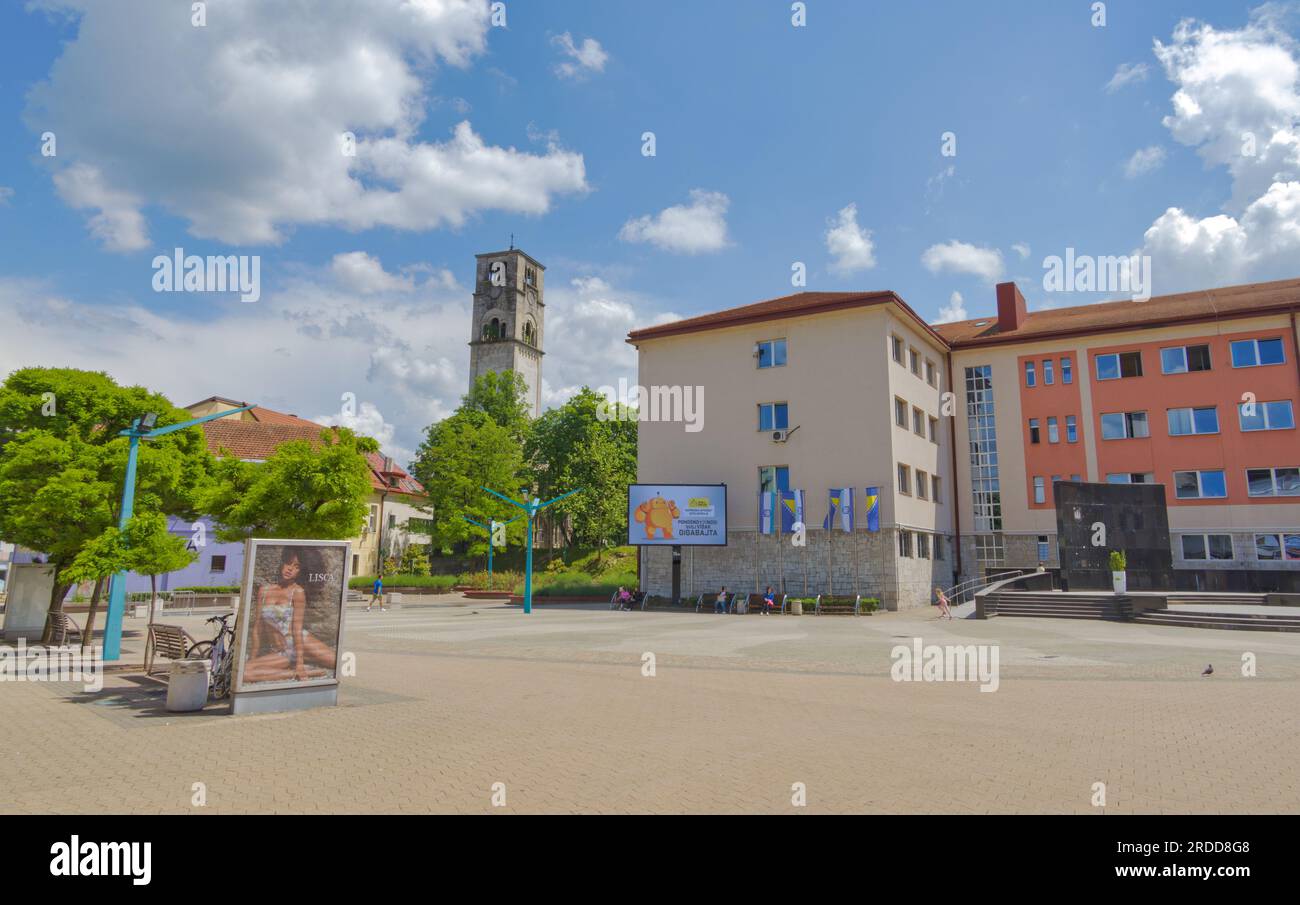 Panorama of Bihac City Center and St. Anthony's Church Tower Stock ...