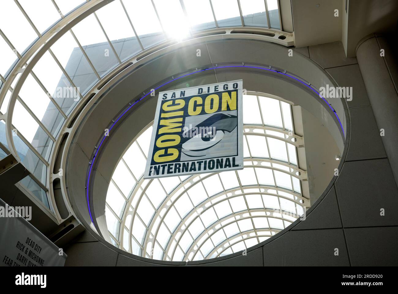 Signage appears at Comic-Con International on Thursday, July 20, 2023 ...