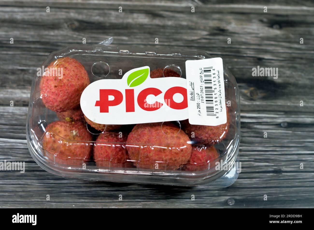 Cairo, Egypt, July 15 2023: PICO Lychee fruit, Litchi chinensis, a ...
