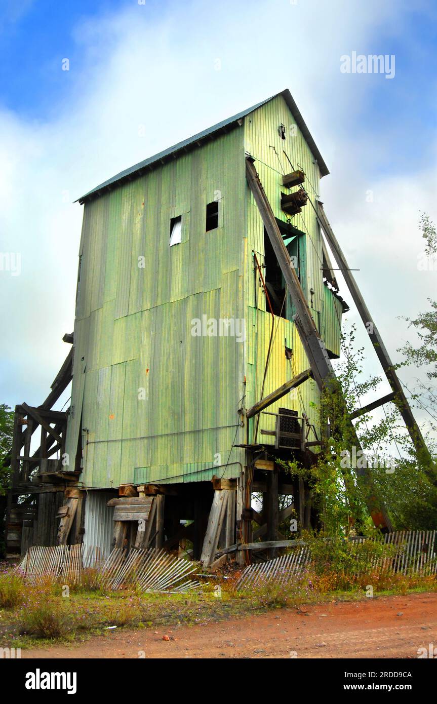Derelict shaft house at a copper mining site, near Calumet, Michigan ...