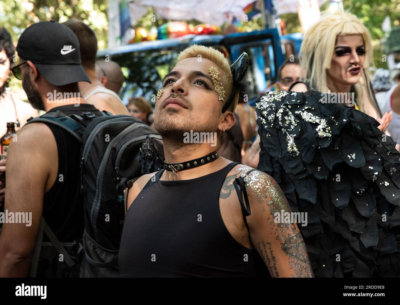Boy poses for a picture during the Toscana Pride LGBTQ parade Stock ...