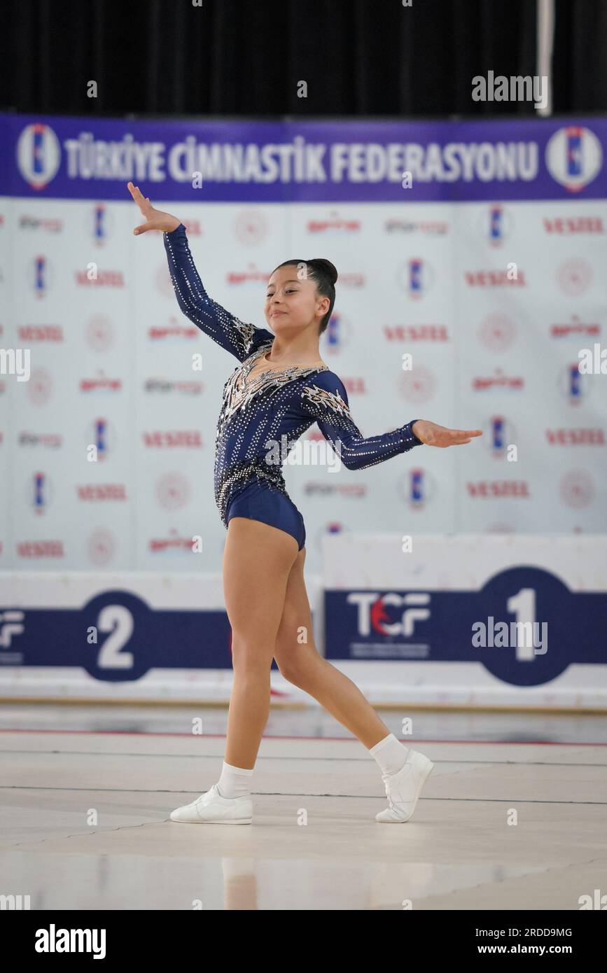 ISTANBUL, TURKIYE - APRIL 01, 2023: Undefined athlete performs during ...