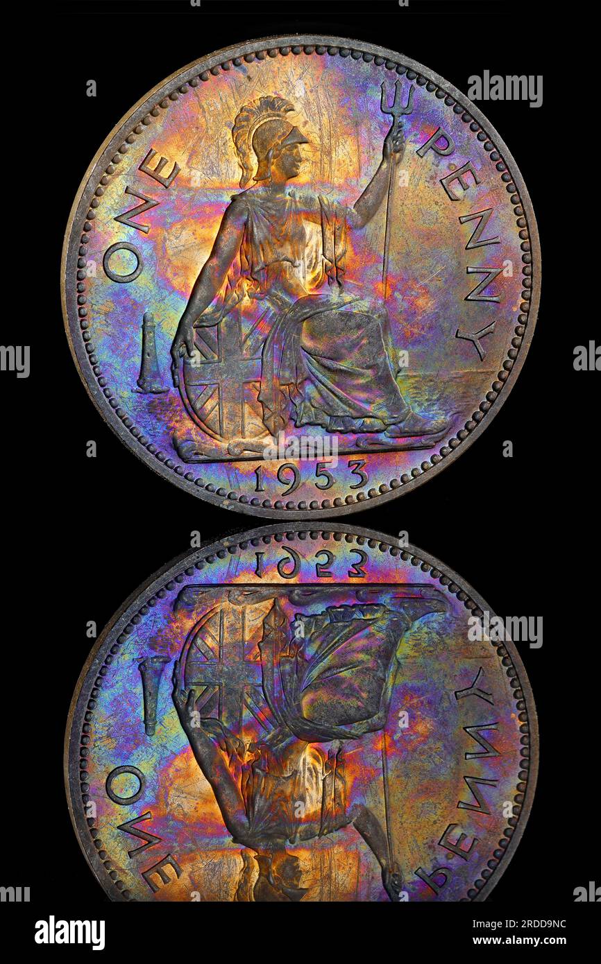1953 britannia one penny hi-res stock photography and images - Alamy