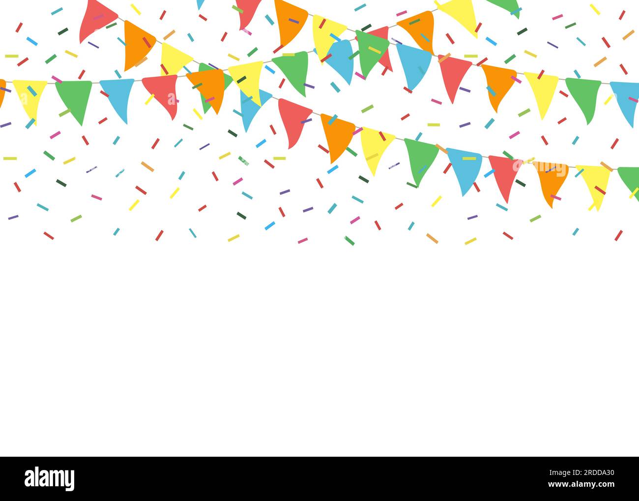 Colorful party flags with confetti. Celebrate flags. Party background with flags and confetti ...