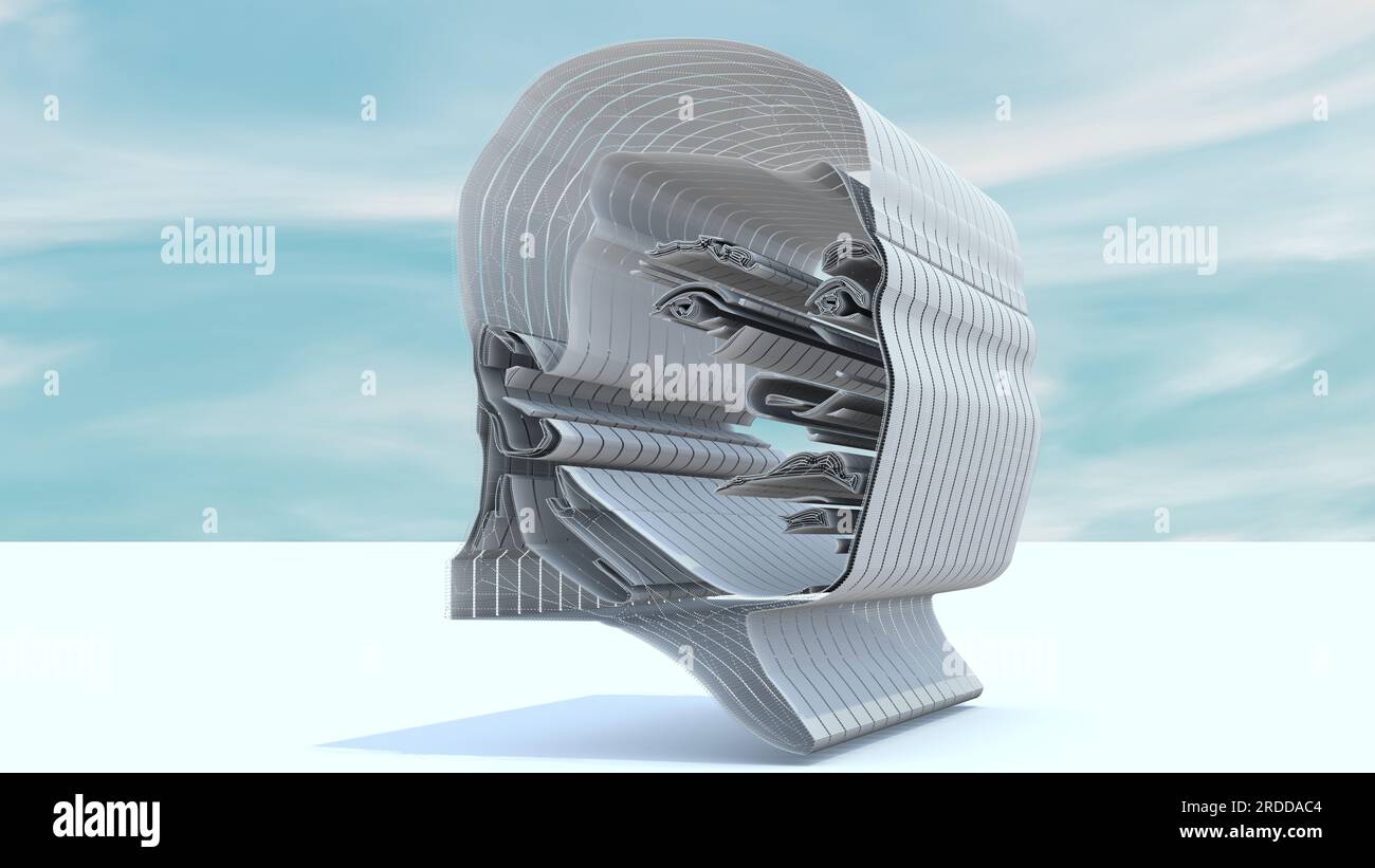 3D architectural illustrated representation of a human bust. Extremely ...