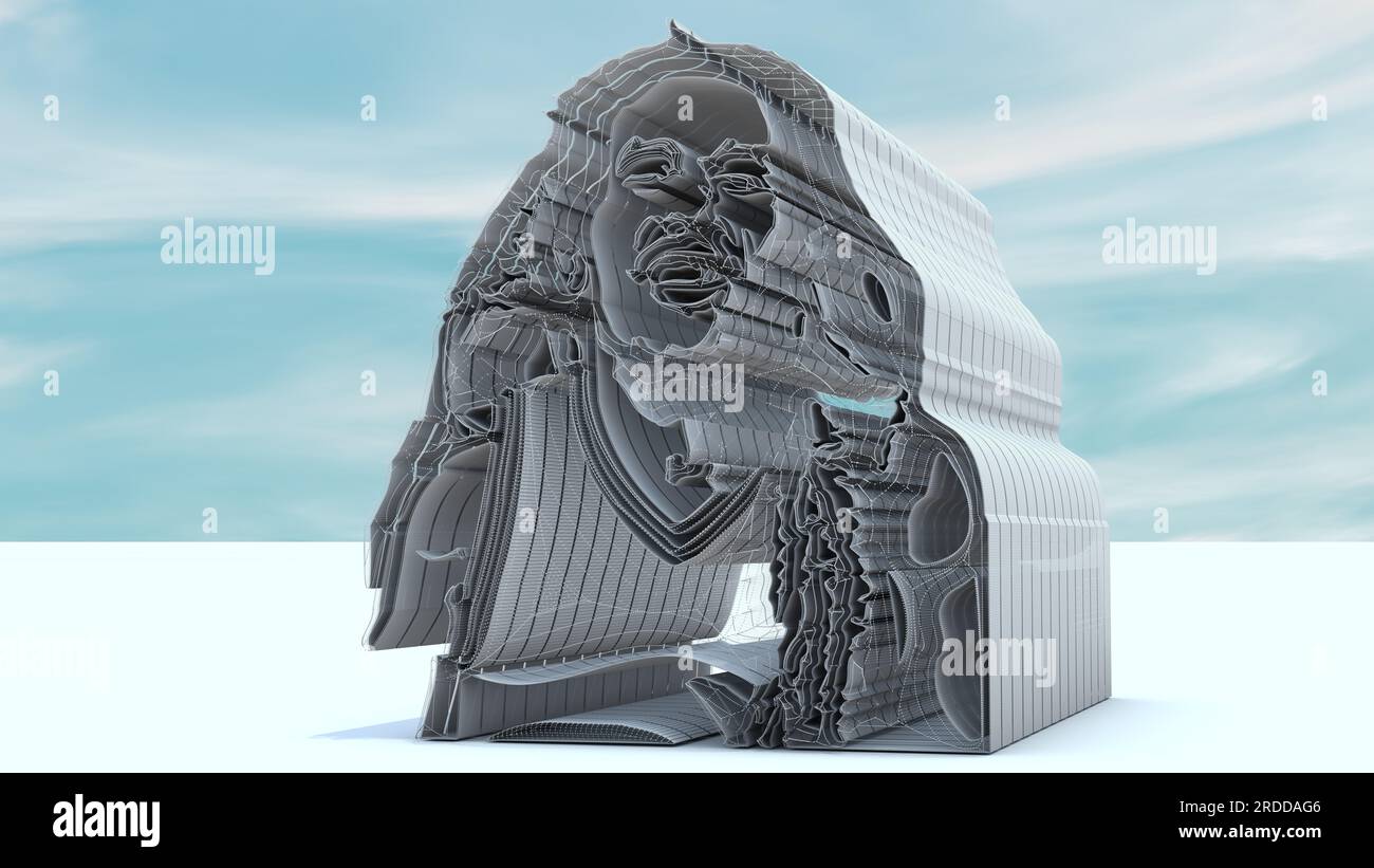 3D architectural illustrated representation of a human bust. Extremely ...