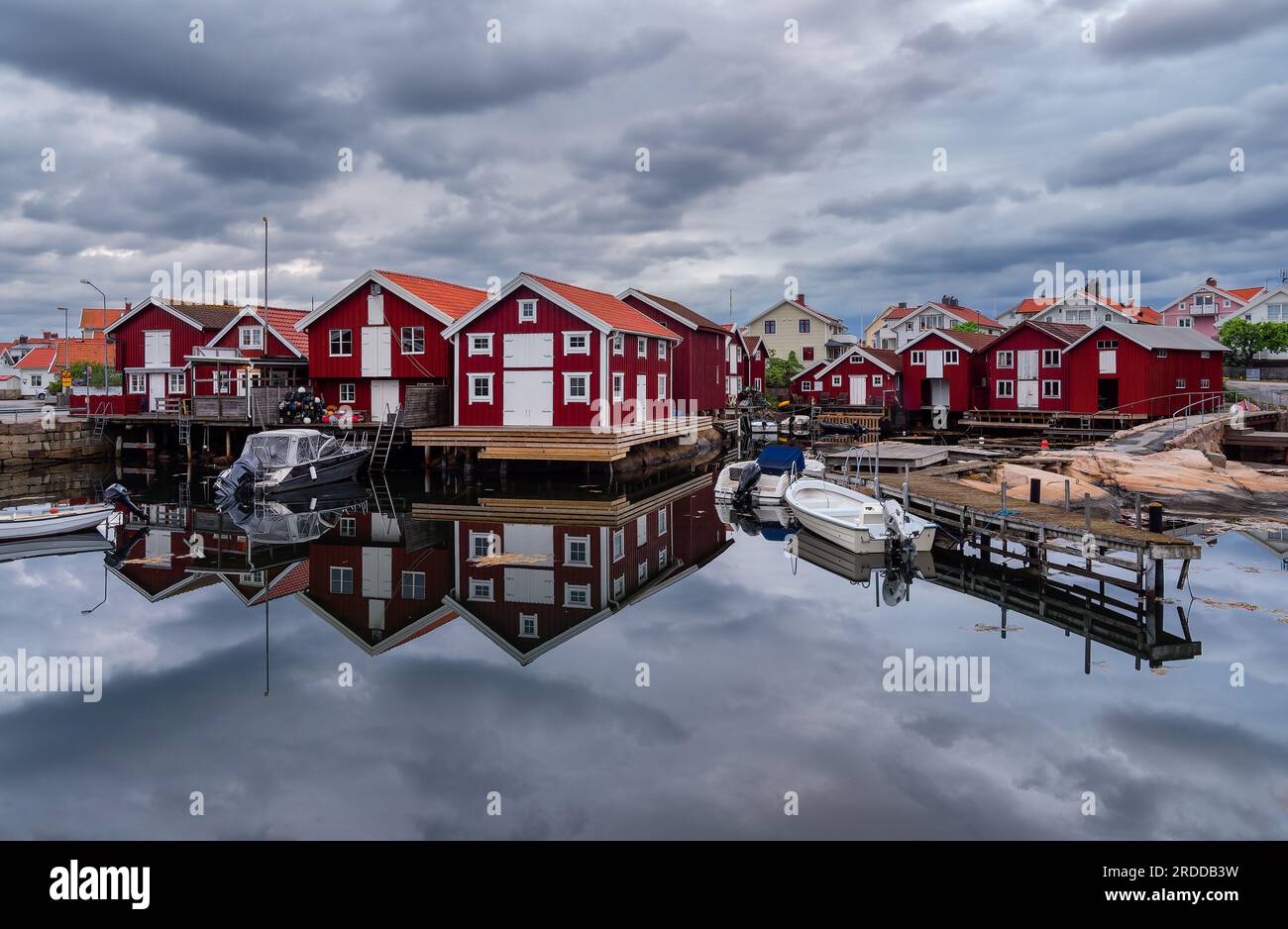 Townscape of scandinavian swedish fishing village of Smogen Stock Photo ...