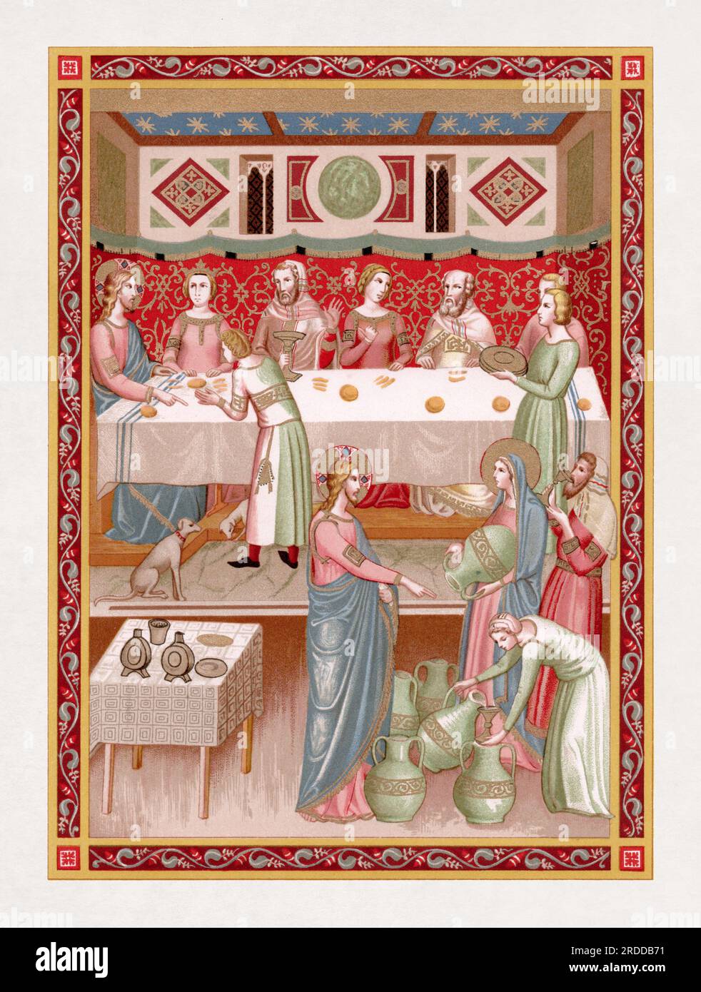 The transformation of water into wine at the wedding at Cana (also ...