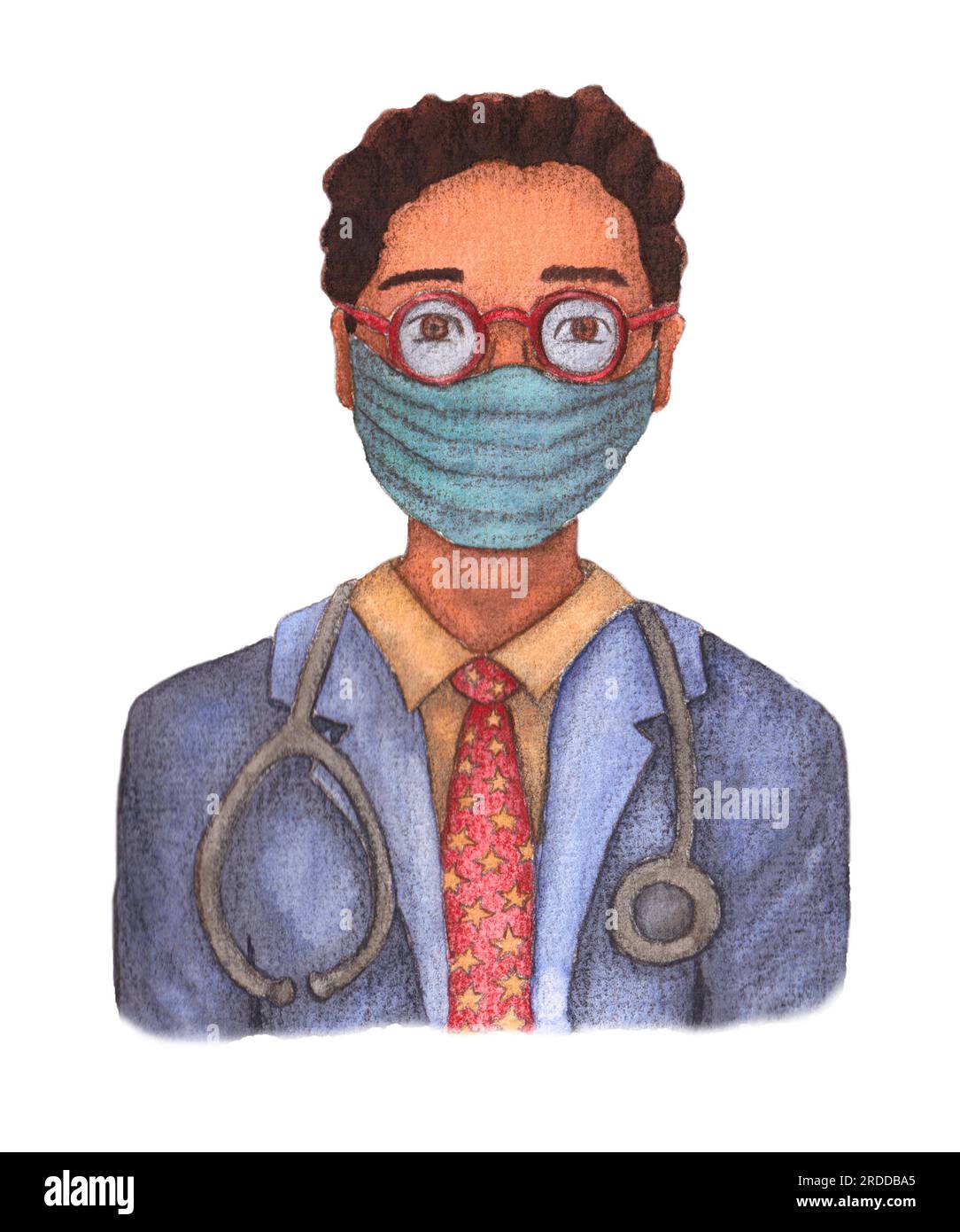Medical doctor cartoon character male medic with brown eyes wearing ...