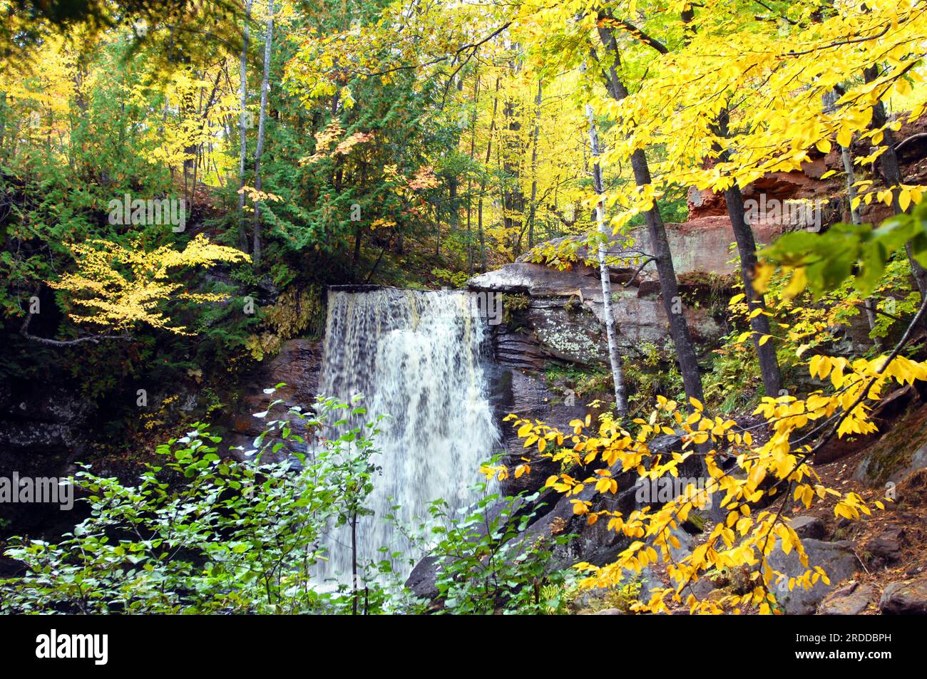Yellow and gold Autumn leaves surround Hungarian Falls in Upper ...