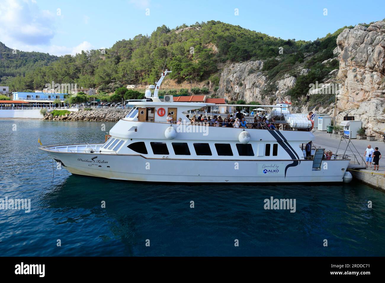 The Fedon passenger ferry, Skala Kamirou, (Kamiro Skala) ferry port ...