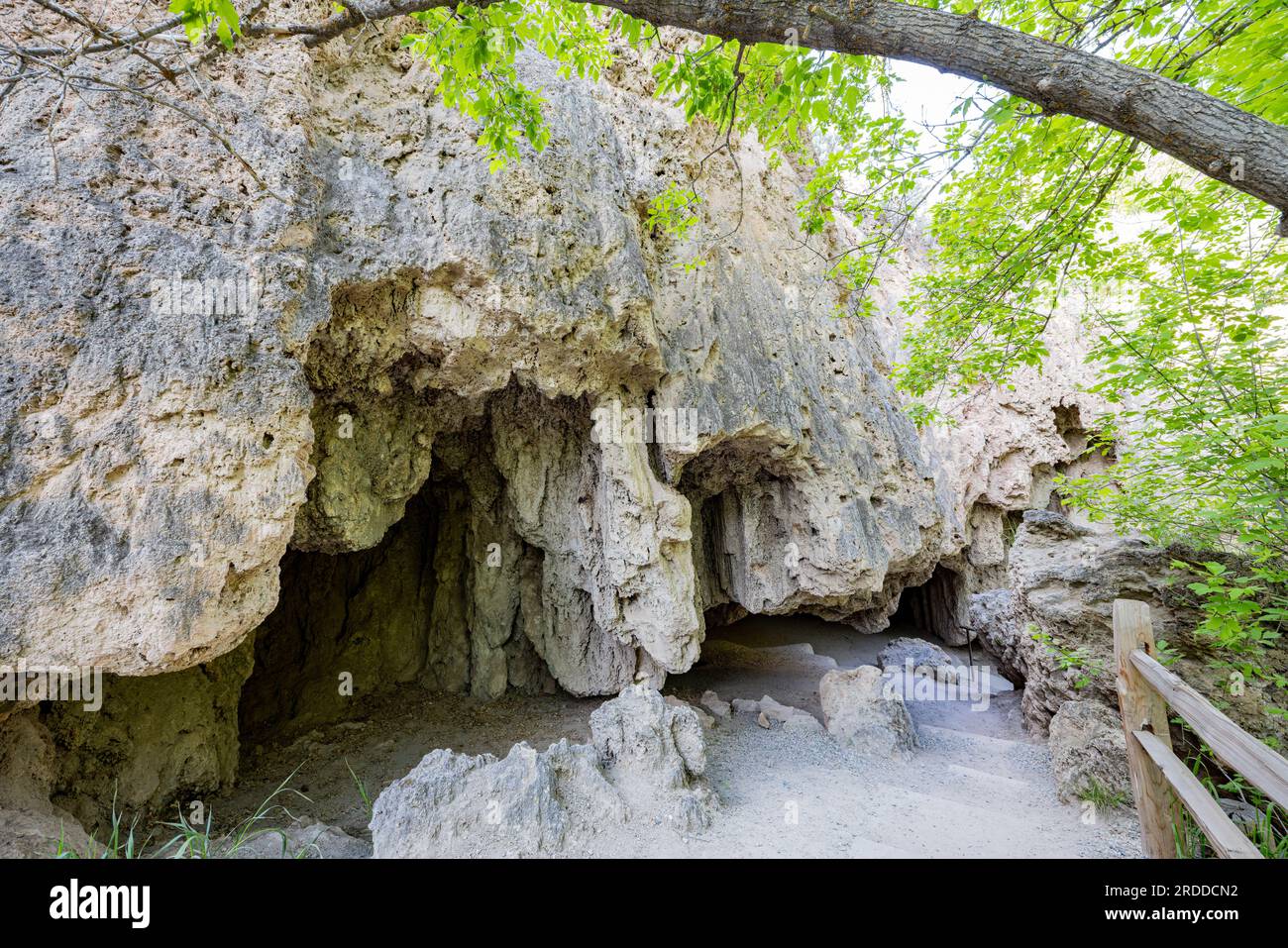 Sunny view of the cave landscape of the Rifle Falls at Colorado Stock ...