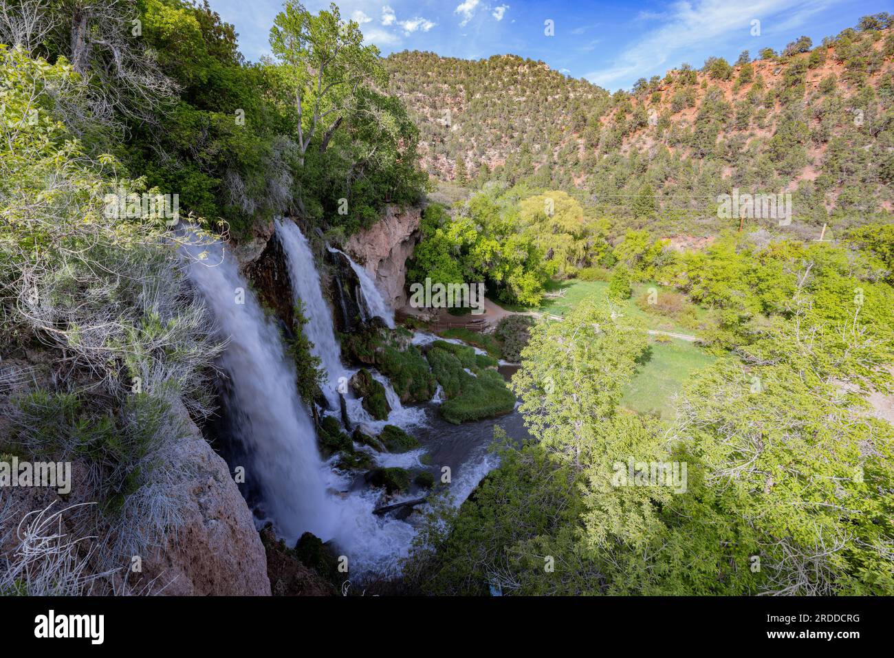 Sunny view of the landscape of the Rifle Falls at Colorado Stock Photo ...