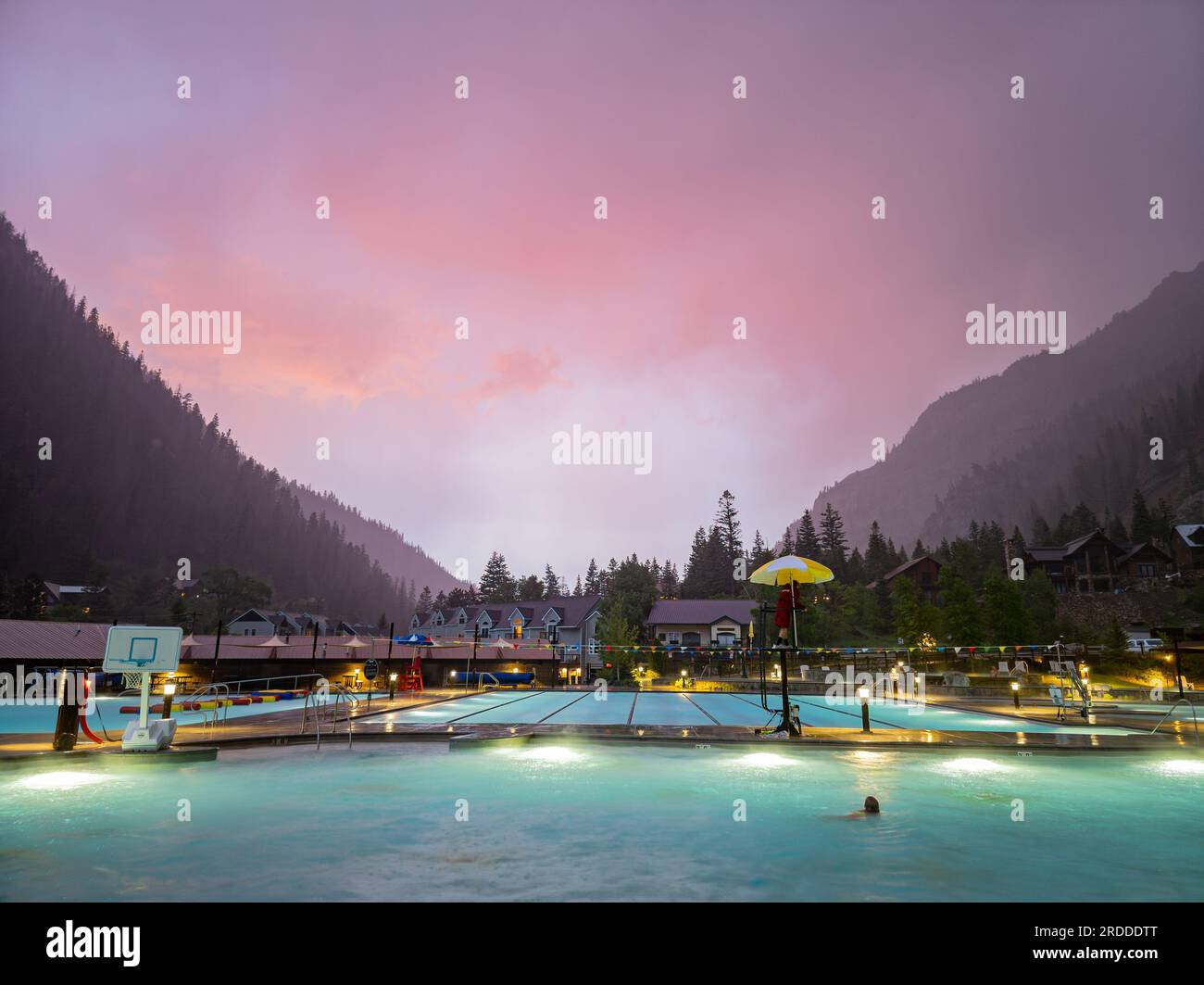 Sunset view of Ouray Hot Springs Pool and Fitness Center of Ouray view ...
