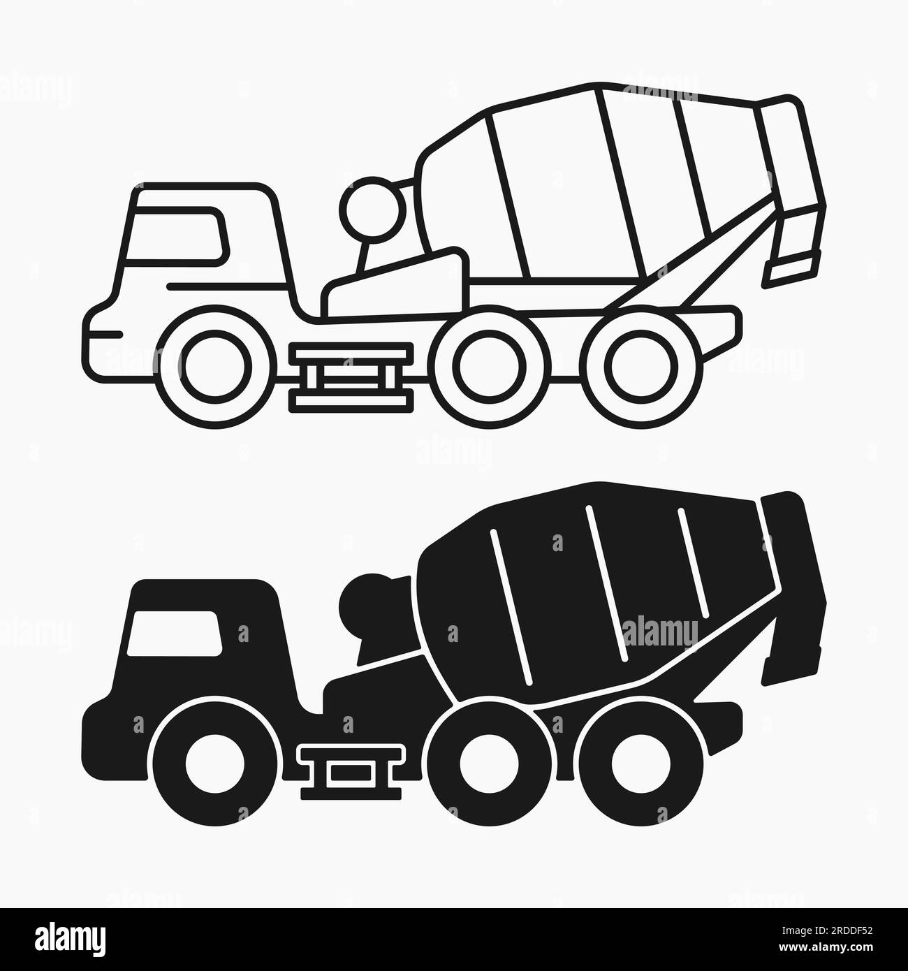 Concrete Mixer Truck Construction Machine Line Shape Icon Vector Flat