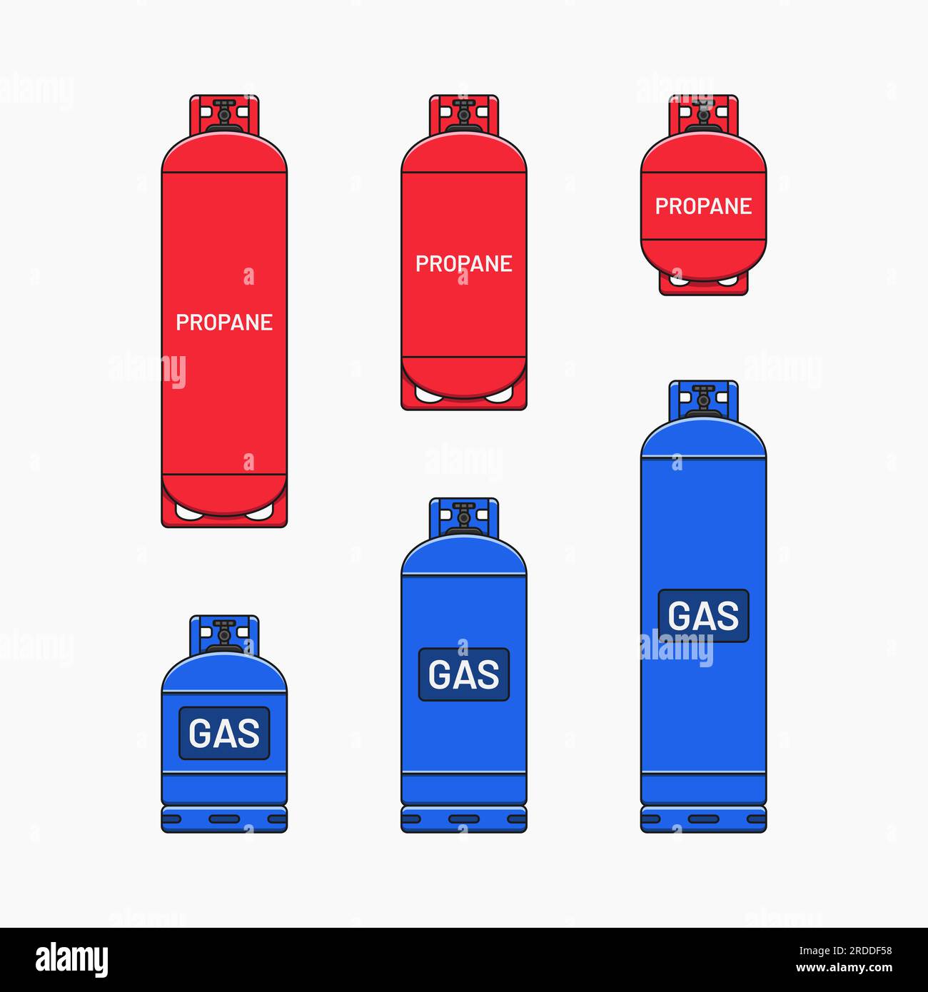 red blue propane gas tank set on white background vector flat ...