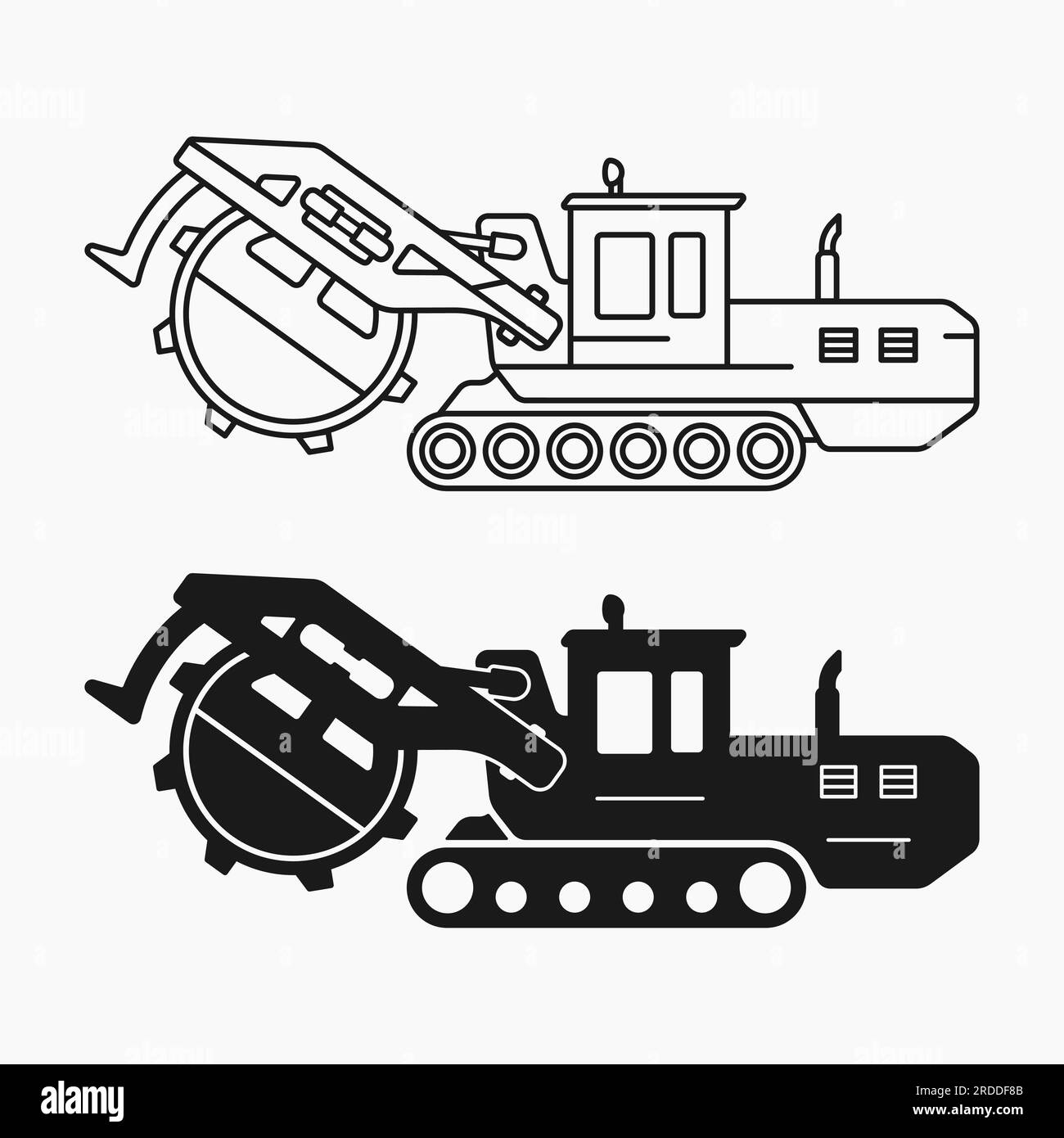 Wheel Trencher Construction Machine Line Shape Icon Vector Flat