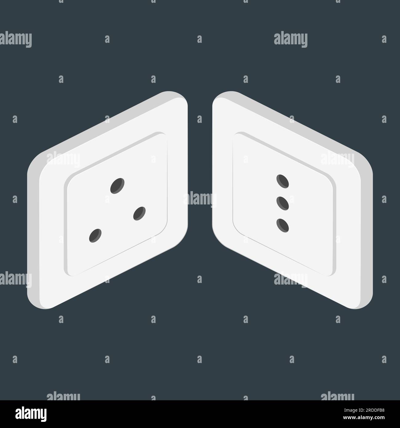 isometric power outlet indian type d, african type m, italian type l ...