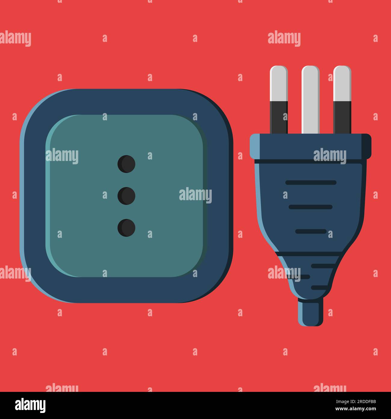 Power Outlet Plug Italian Type L Vector Flat Illustration Stock Vector
