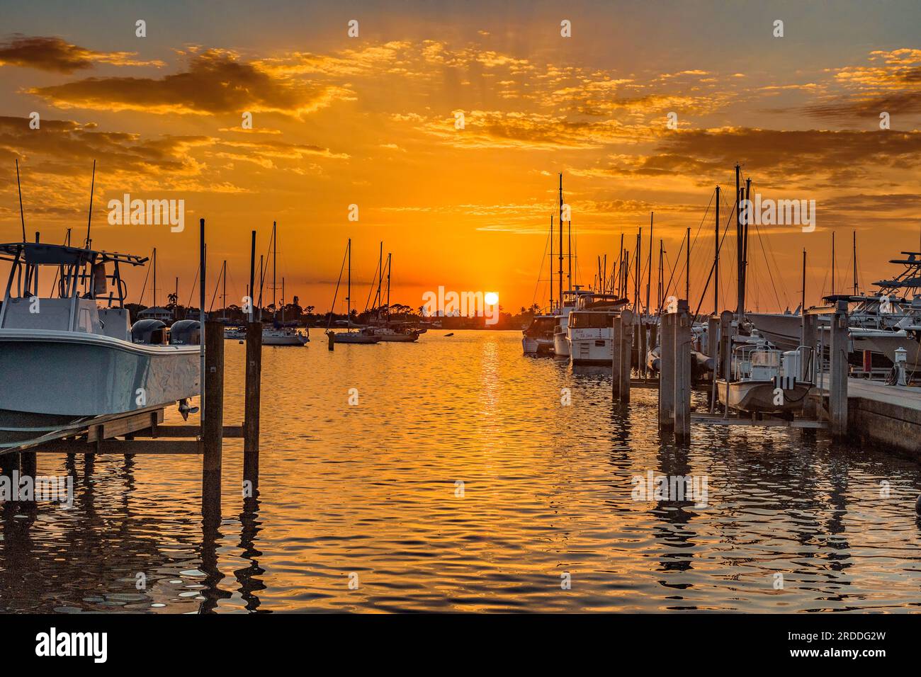Sunset on the docks Stock Photo - Alamy