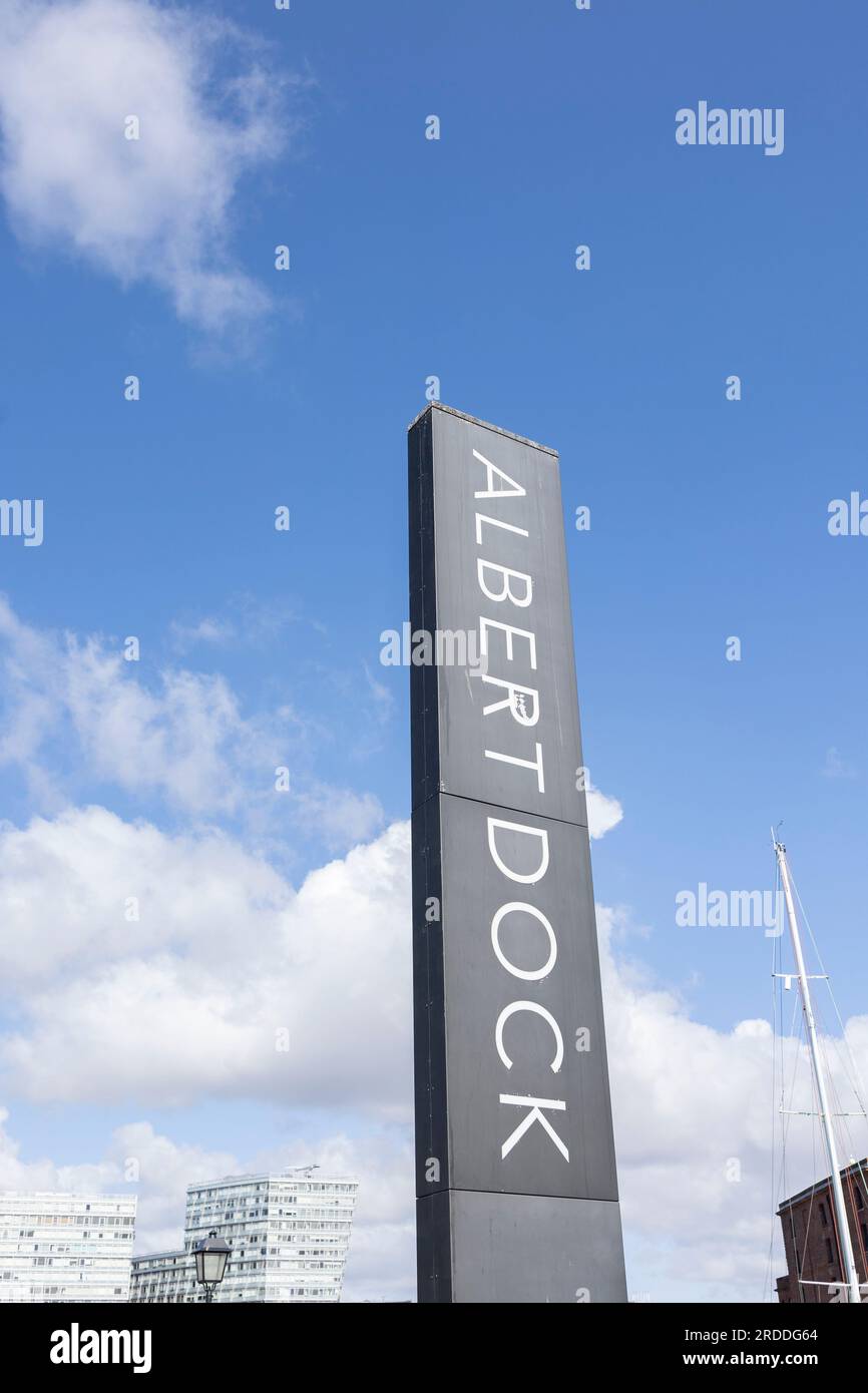 Daytime view of Albert Dock entrance signage in the cultural quarter of ...