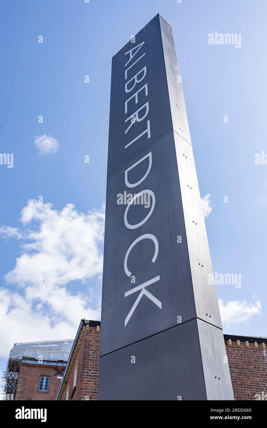 Daytime view of Albert Dock entrance signage in the cultural quarter of ...