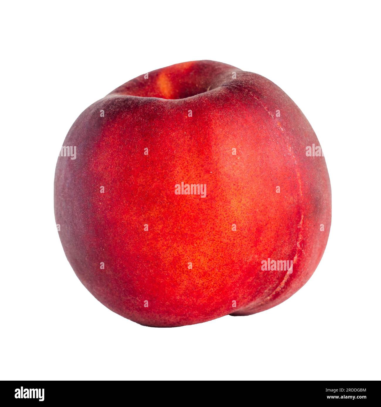 Close-up View of a Fresh Peach on a Solid White Background: Side view ...