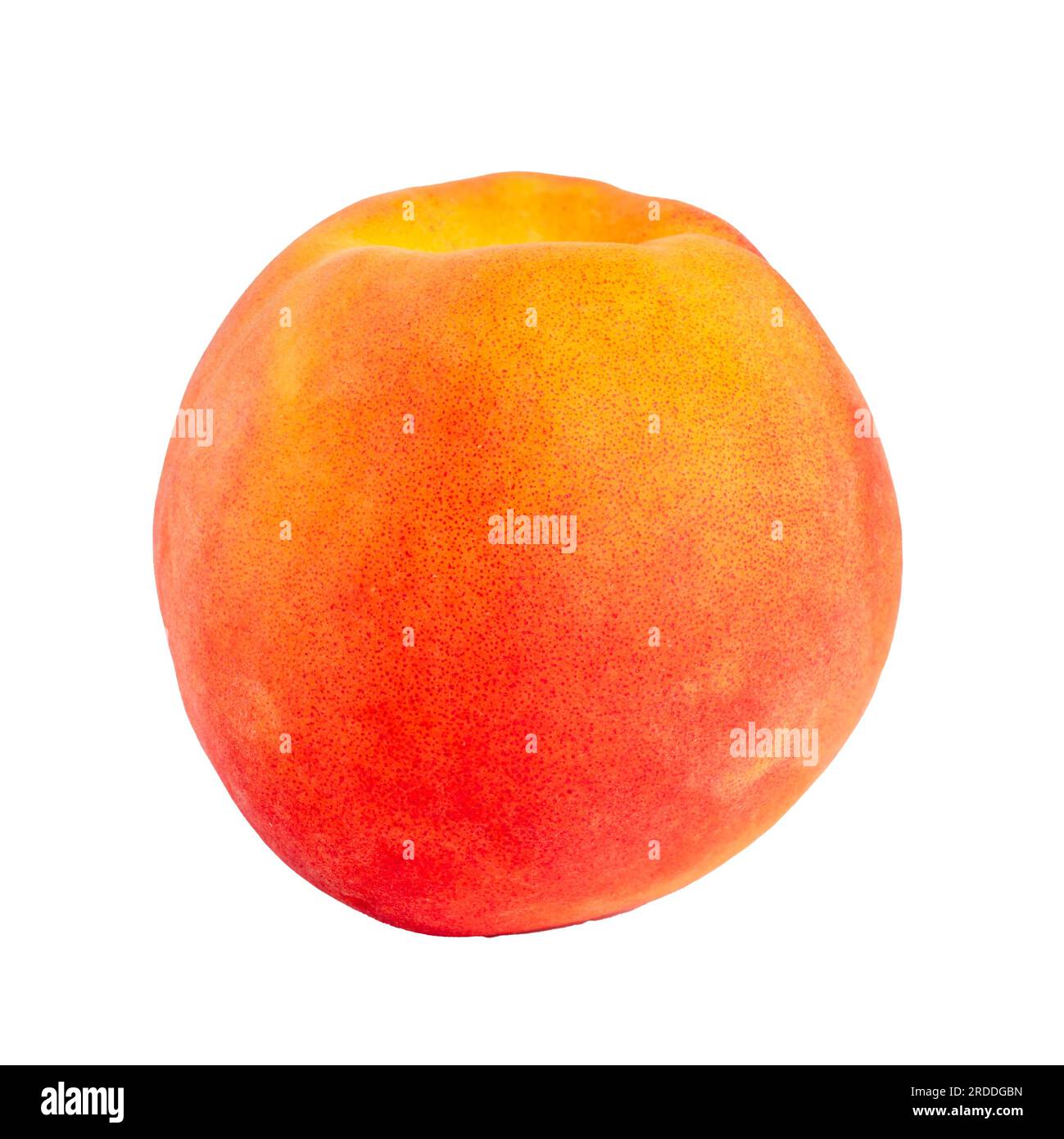Close-up View of a Fresh Peach on a Solid White Background: Side view ...