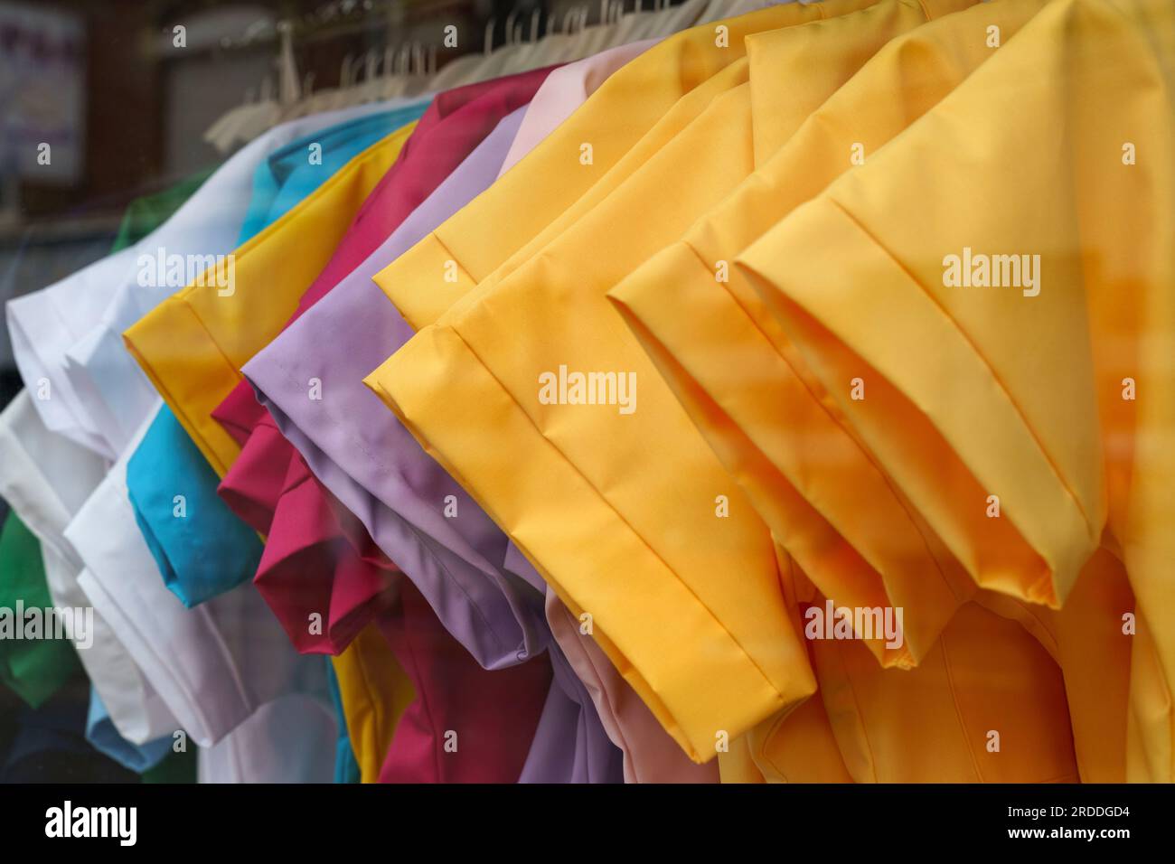 Showcase of a store selling special clothing for the service sector ...