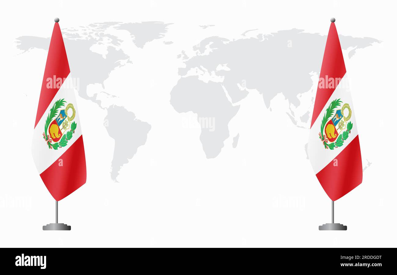 Peru and Peru flags for official meeting against background of world ...