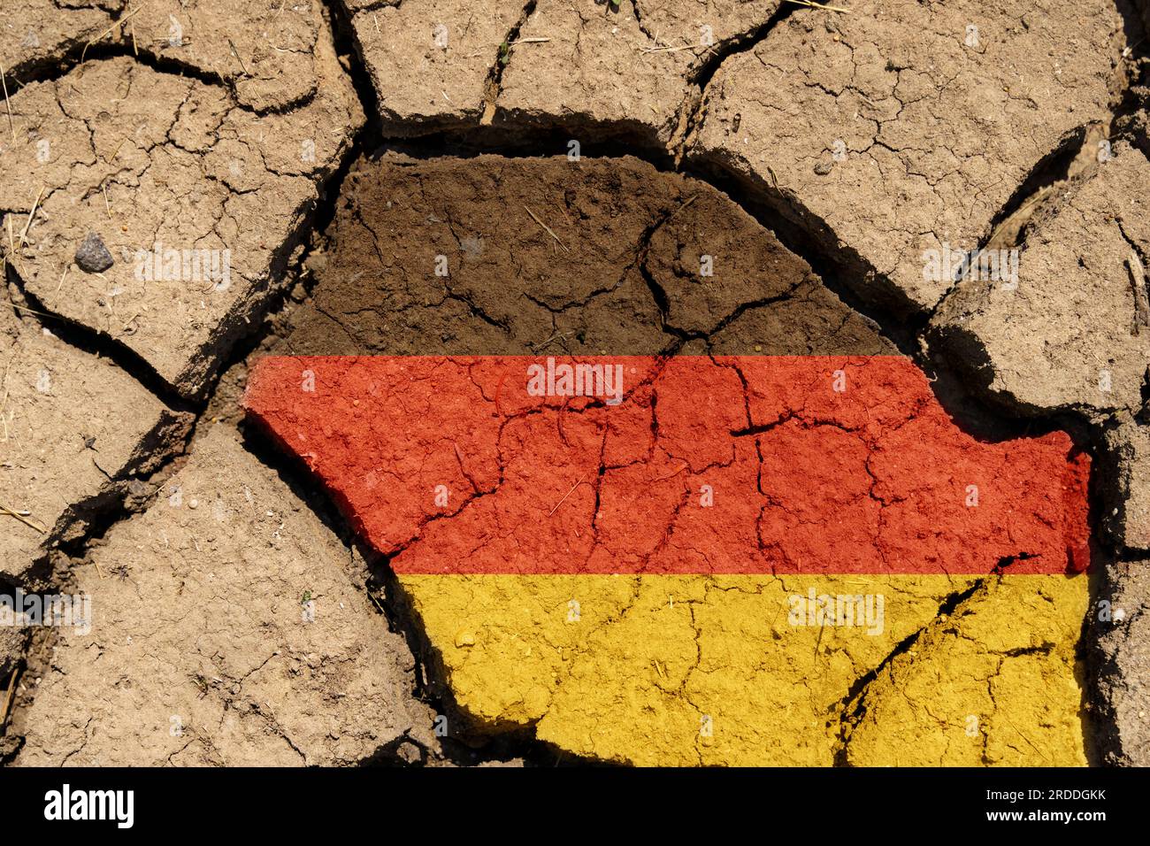 Ecological concept. Drought. On dry, cracked ground, the image of the ...