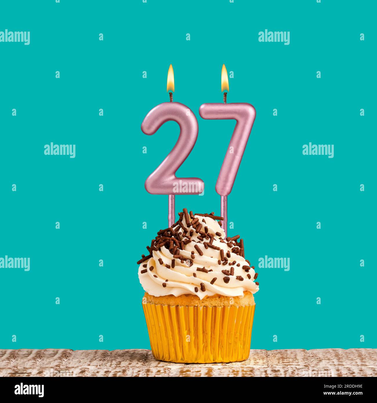 Birthday candle number 27 - Aquamarine card design Stock Photo - Alamy