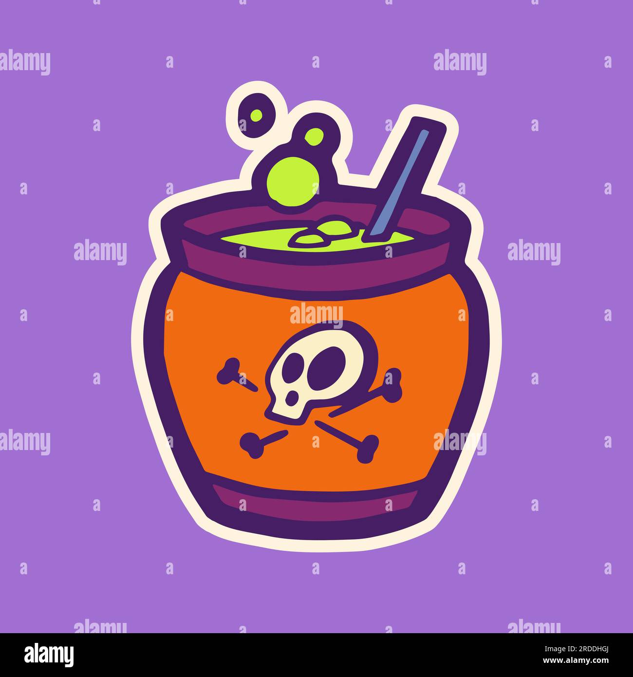 Concept cauldron with poison in flat style for printing and decoration ...