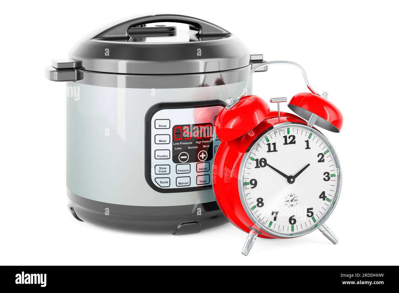 Automatic Multicooker with alarm clock, 3D rendering isolated on white ...