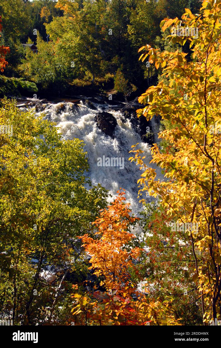 Beautiful Eagle River Falls, full from recent rain, rushes over the ...