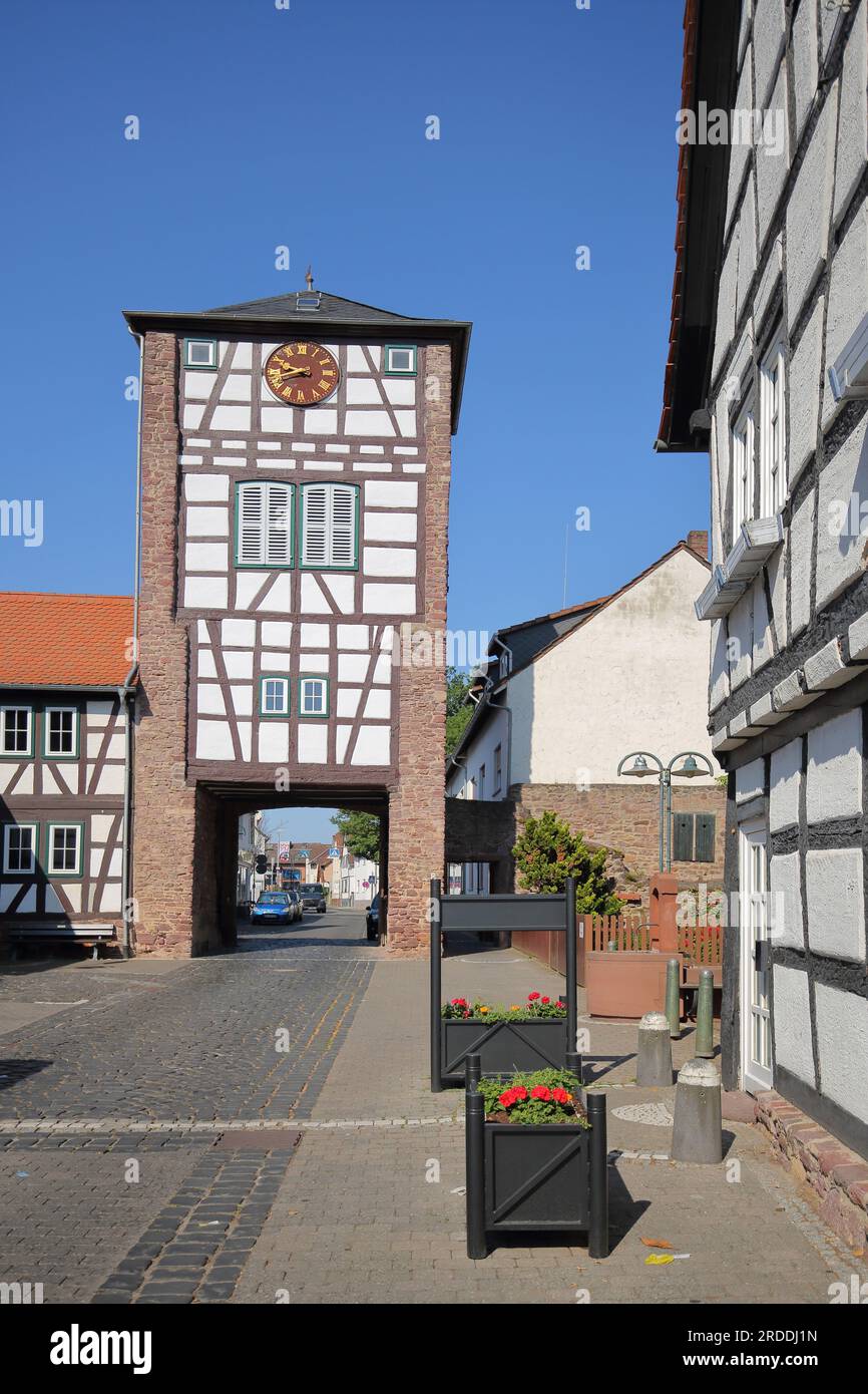 Historical upper gate built in the 14th century, Dreieichenhain ...