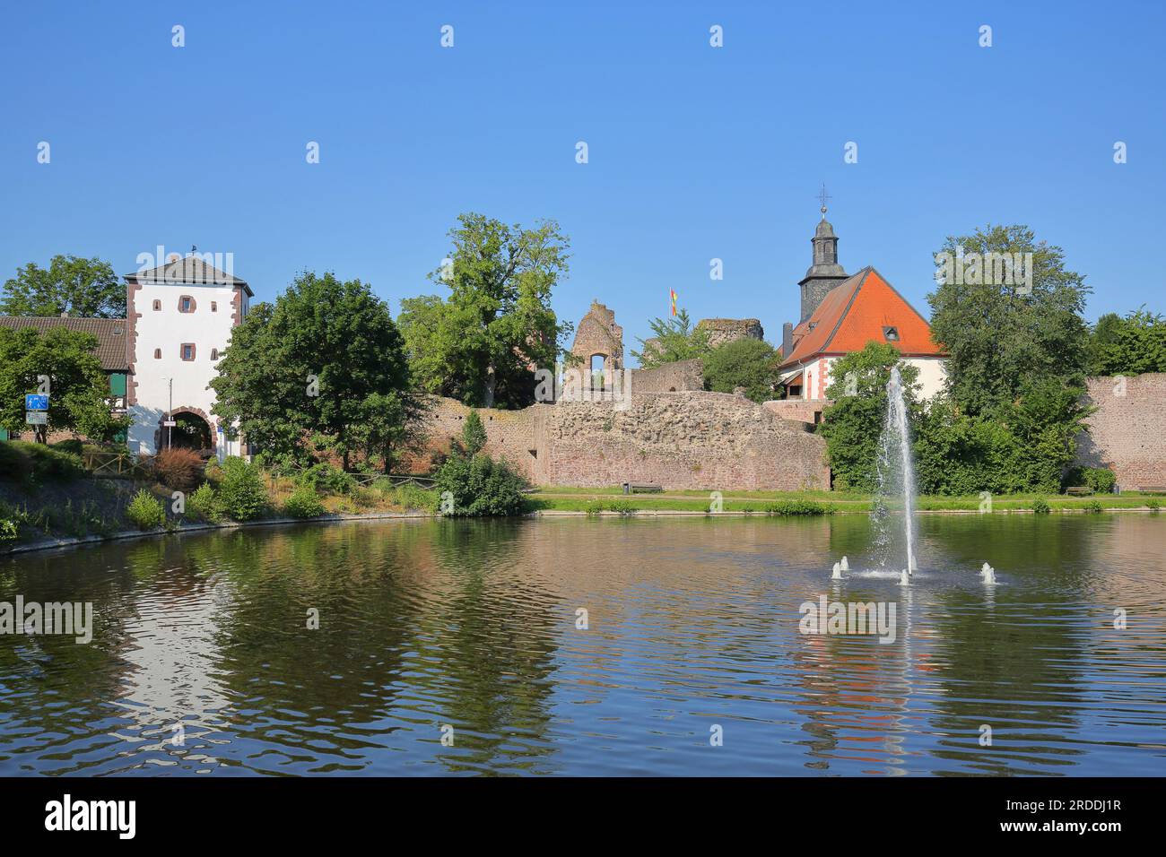 Historic lower gate, Hayn Castle with Romanesque palace and castle ...