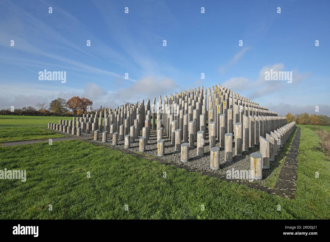 Sculpture Pole Pyramid in the RheinMain Regional Park, Dreieich, Hesse ...