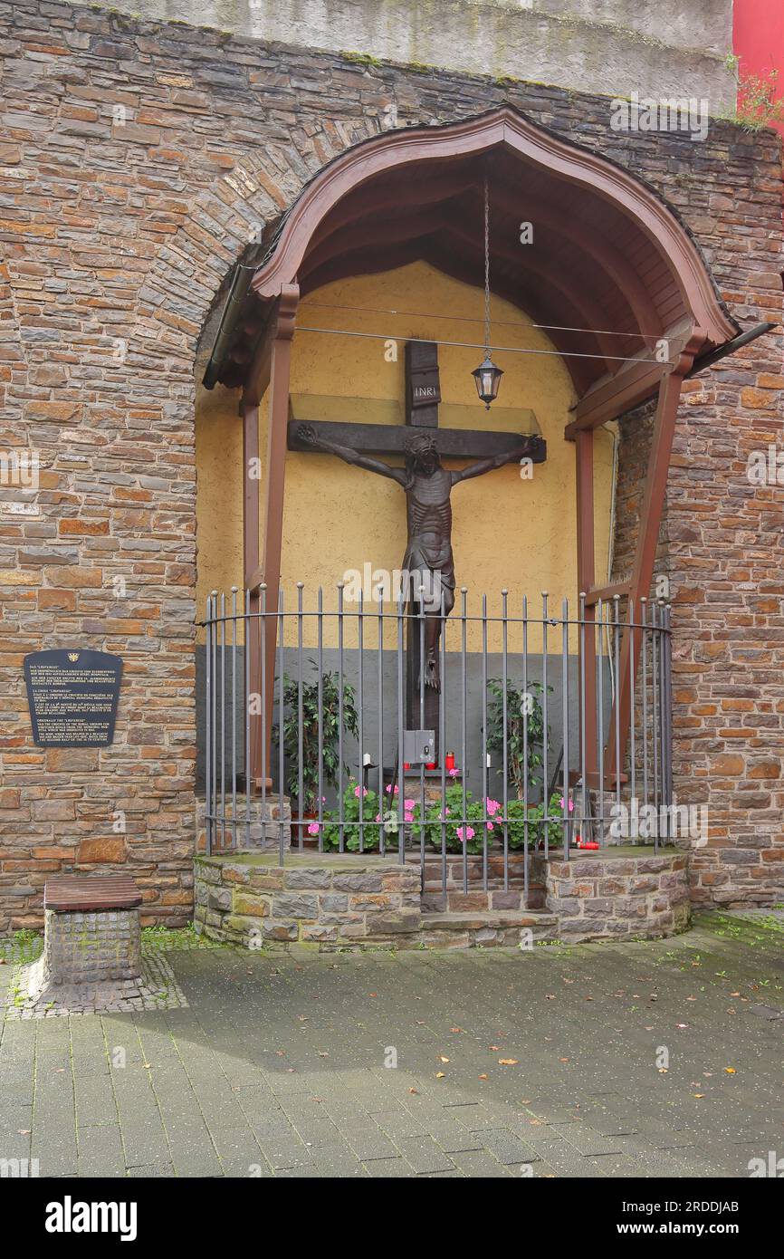 Historical Christian running cross with crucifixion of Jesus, Andernach ...