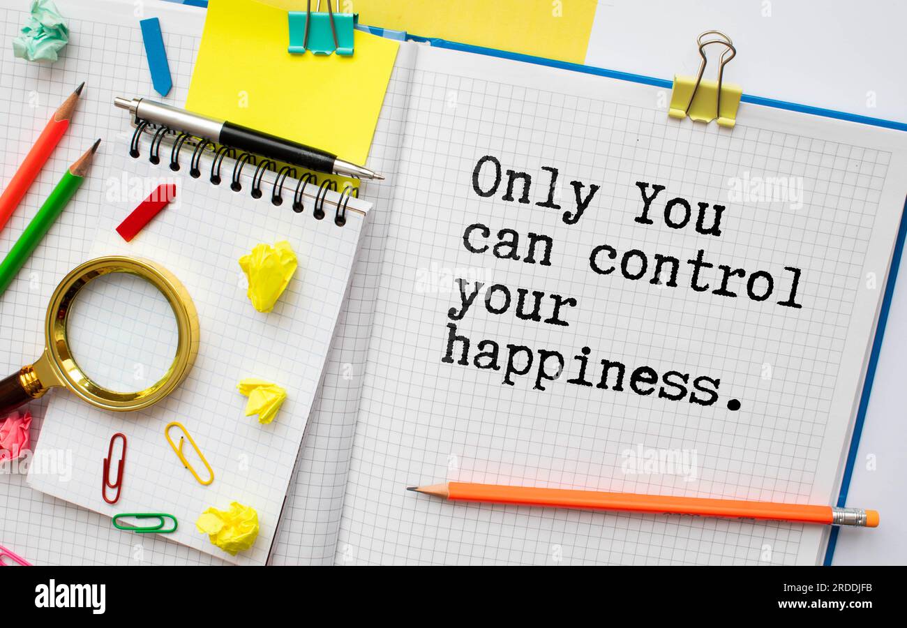 Only You can control your happiness. Text caption for inspiration on ...