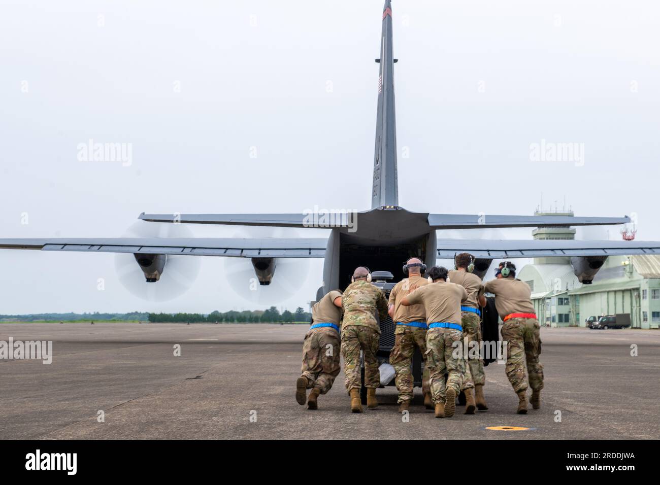U.S. Air Force Airmen assigned to the 730th Air Mobility Squadron work ...