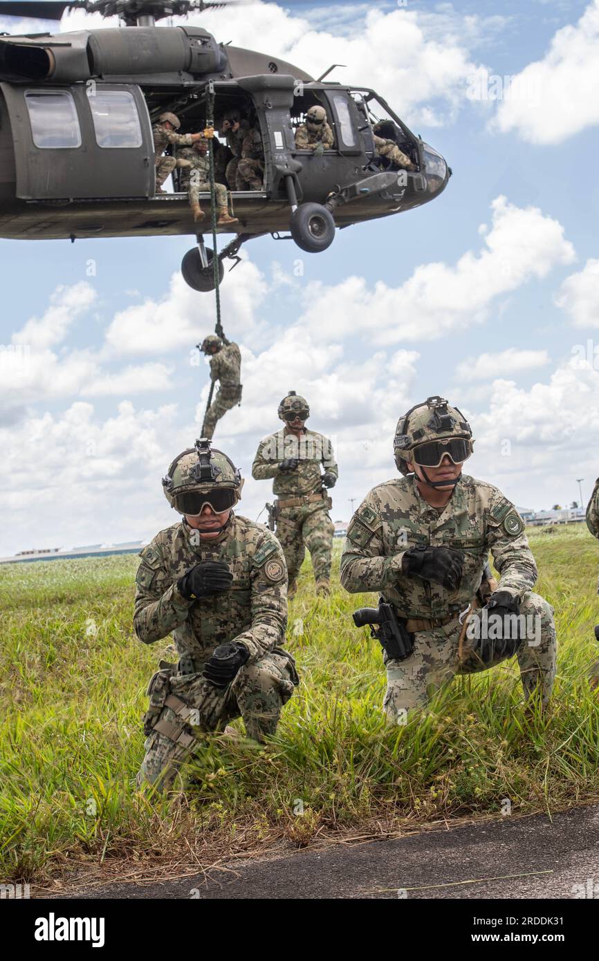 During a joint exercise, military members from seven countries (Guyana ...