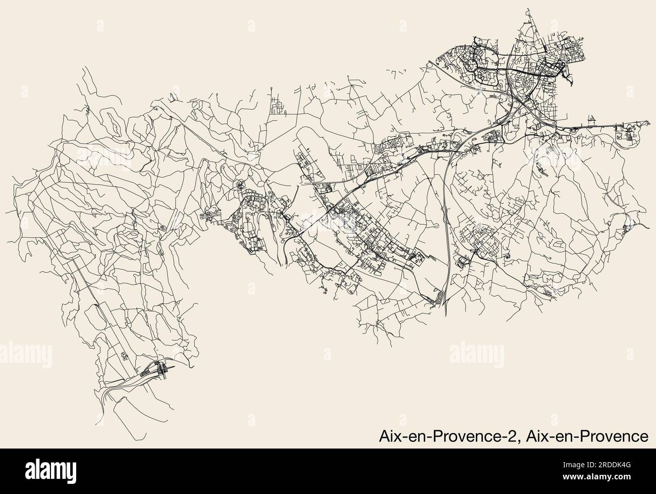 Street roads map of the AIX-EN-PROVENCE-2 CANTON, AIX-EN-PROVENCE Stock ...
