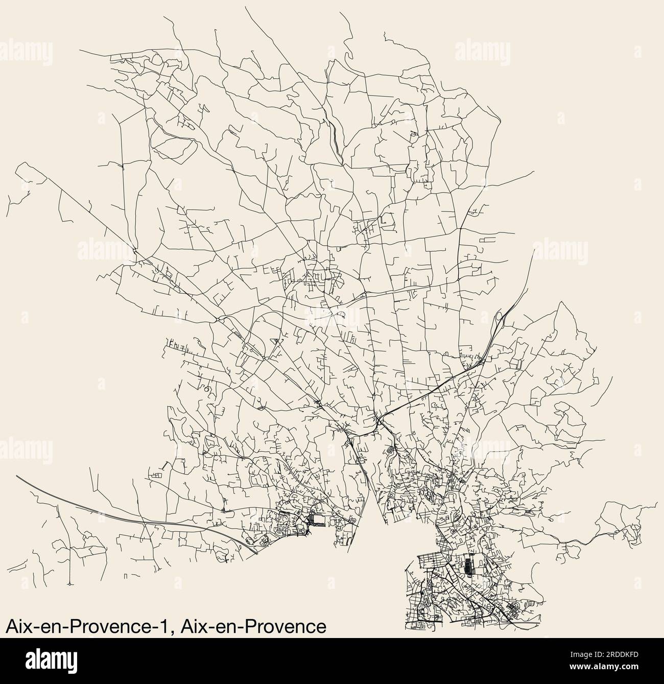 Street roads map of the AIX-EN-PROVENCE-1 CANTON, AIX-EN-PROVENCE Stock ...