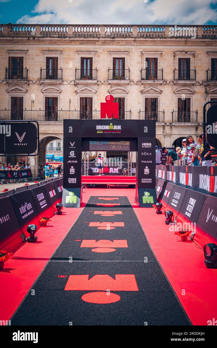 Finish line of the Ironman of Vitoria-Gasteiz 2023 Stock Photo - Alamy