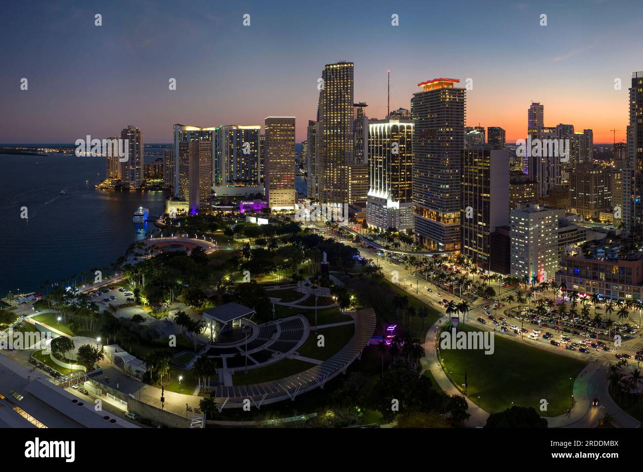 Aerial view of downtown district of of Miami Brickell in Florida, USA ...