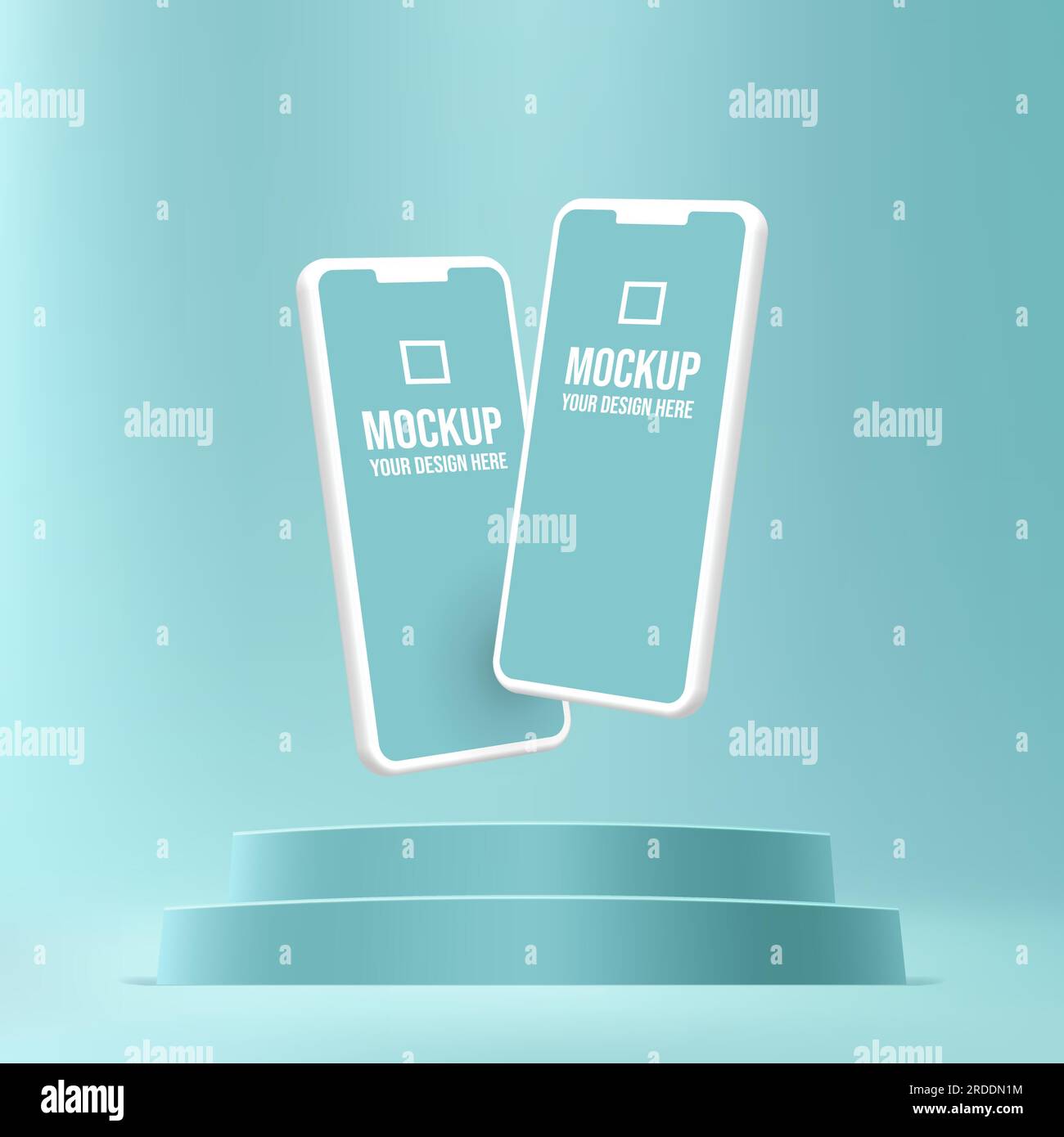 Smartphone podium mockup with blank screen for mobile application ...