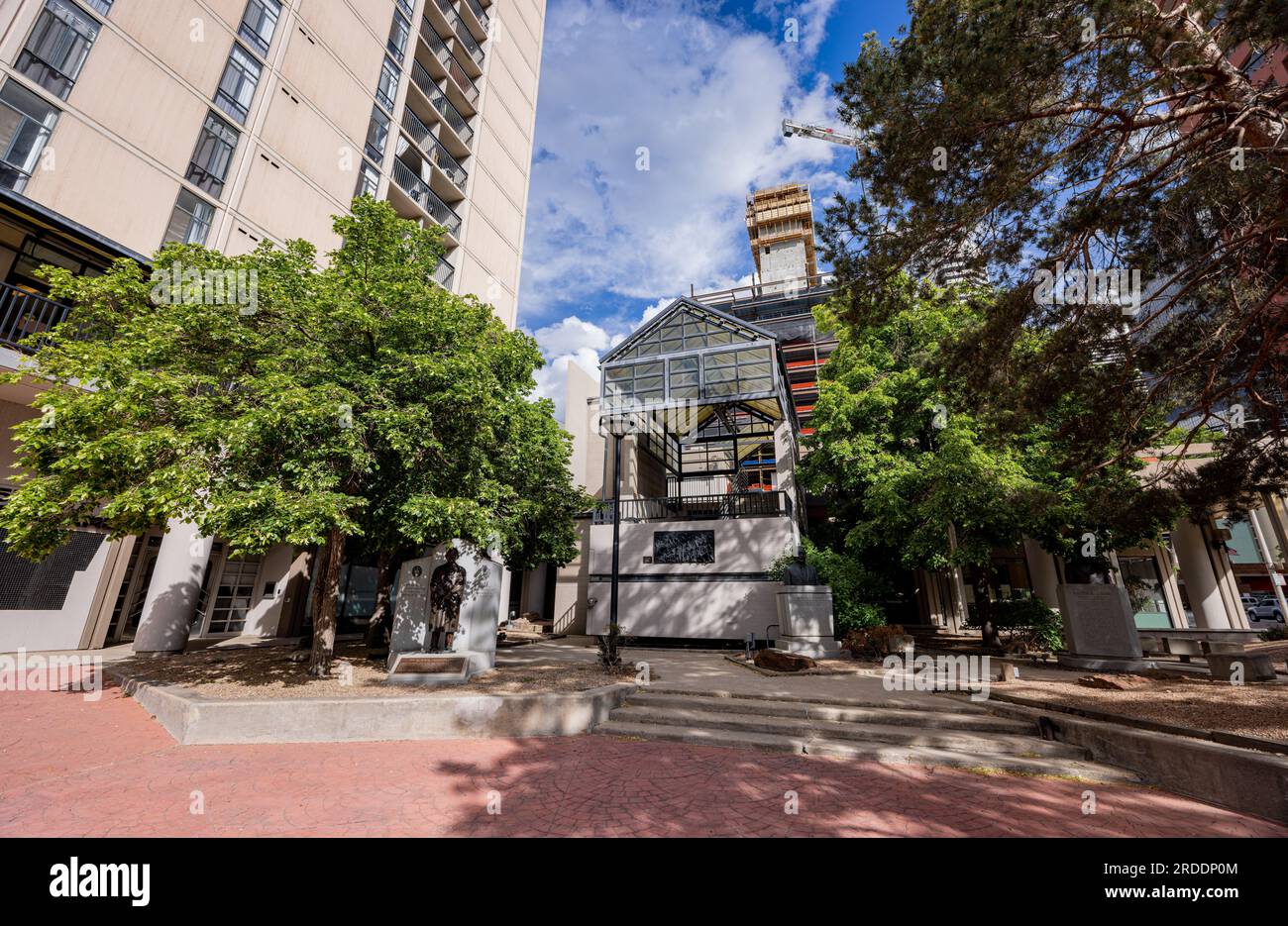 Colorado, MAY 28, 2023 - Sunny exterior view of the Sakura Square Stock ...